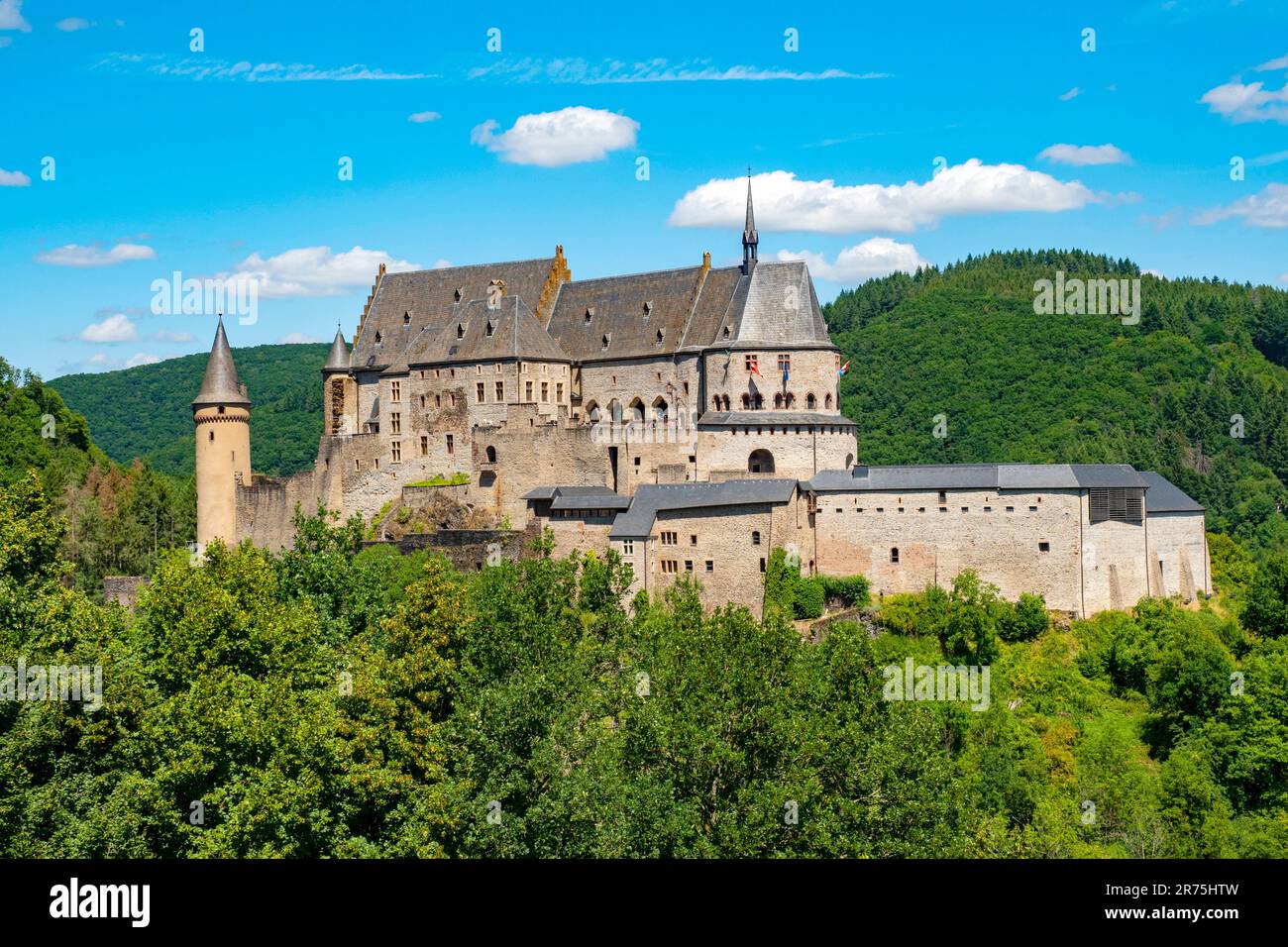 Castle Vianden above the city, Vianden, Veianen Canton Vianden Benelux ...