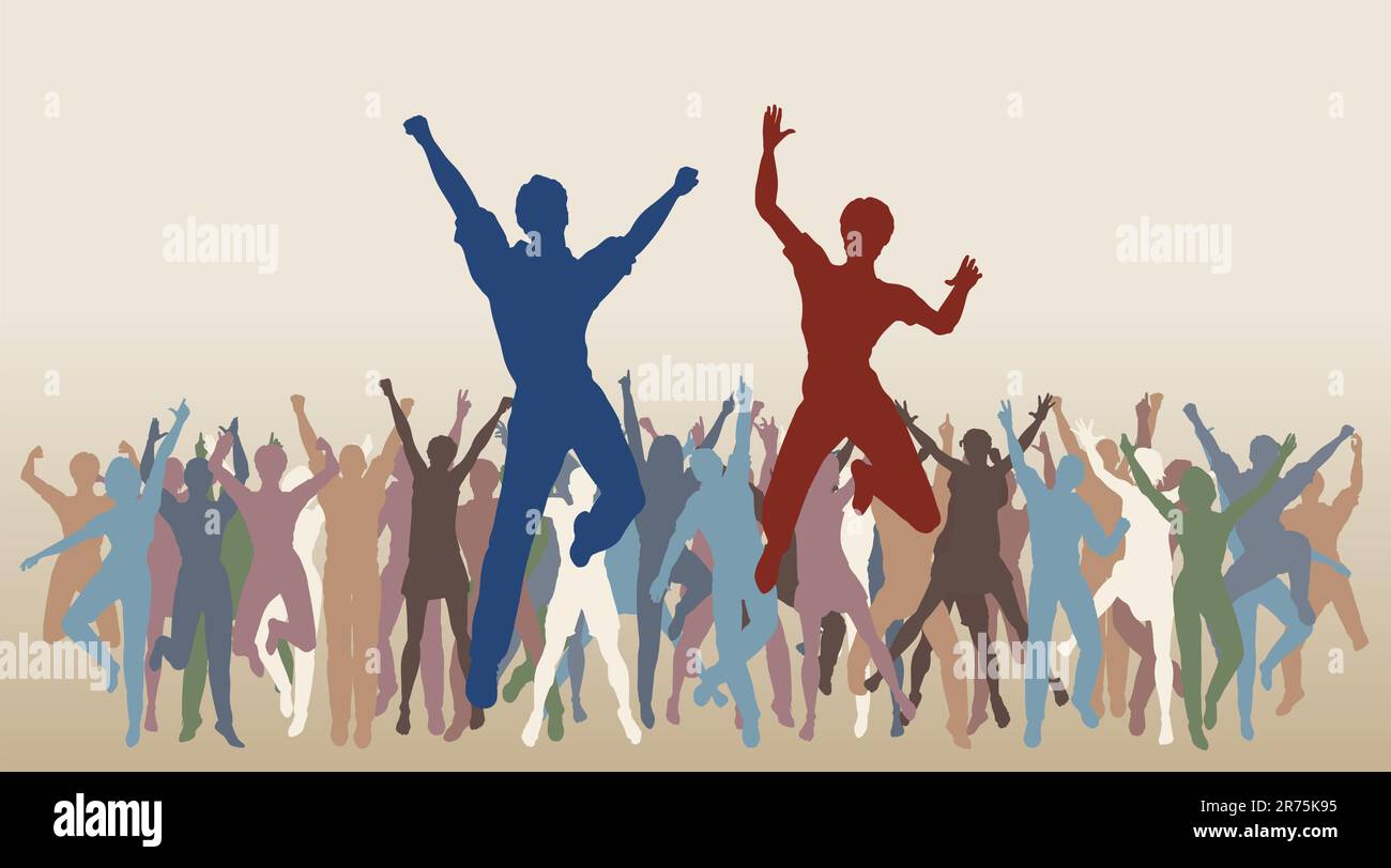 Action crowd jumping Stock Vector Images - Alamy