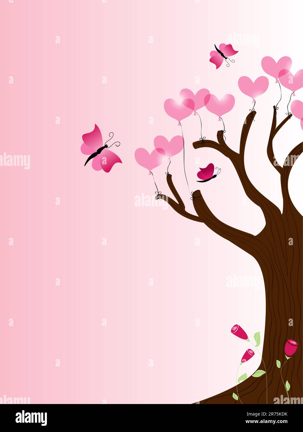 Vector picture with tree and heart balloons Stock Vector Image & Art ...