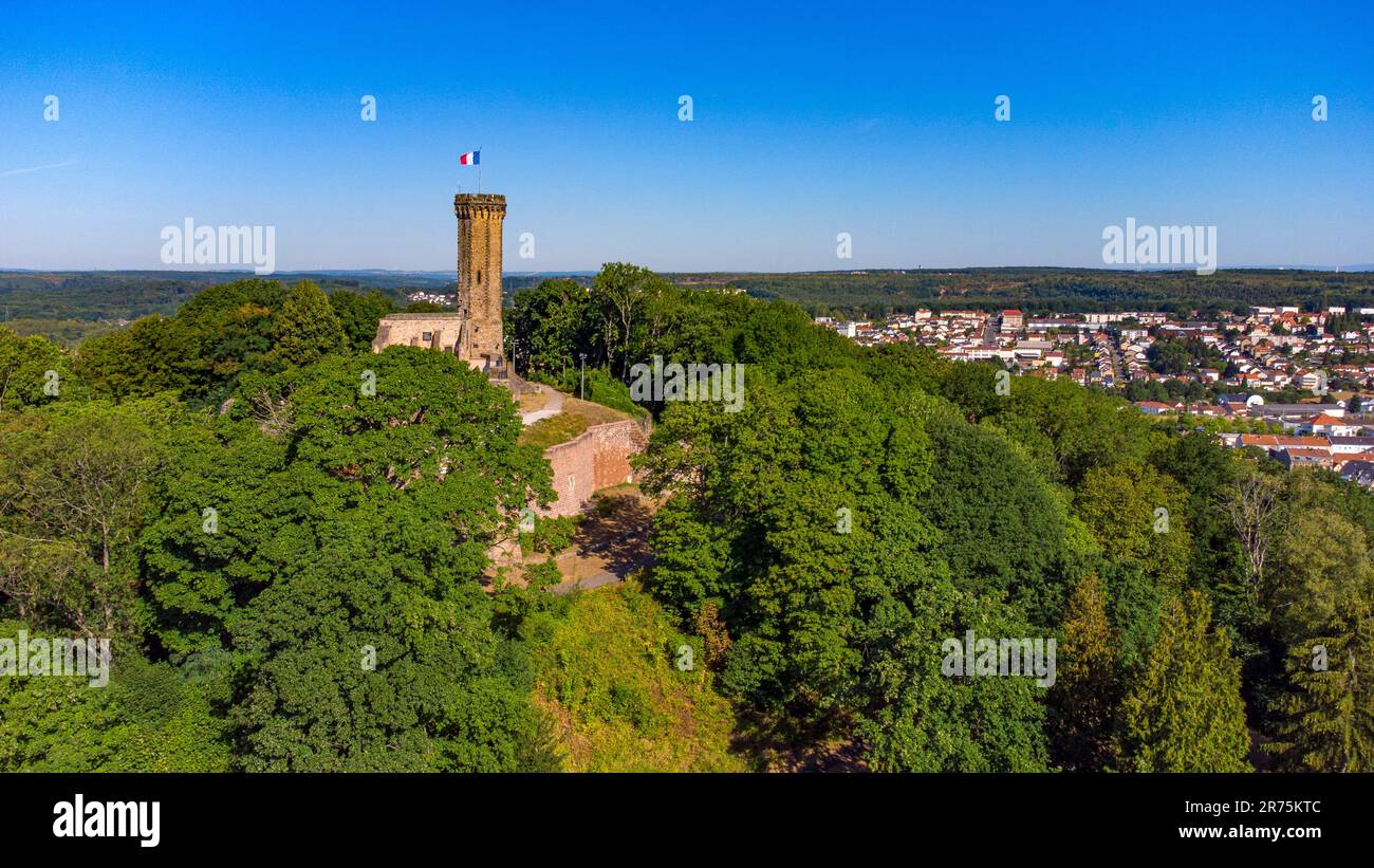 Chateau du Schlossberg on the castle hill, Forbach, Moselle department, Lorraine, Grand Est ...