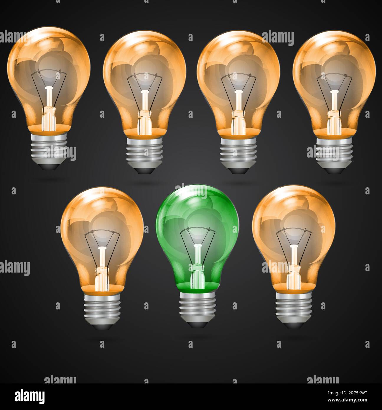 illustration of electric bulbs on black background Stock Vector Image ...