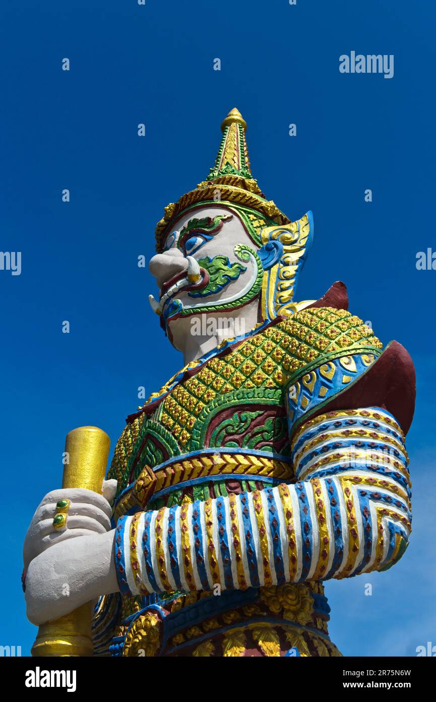 Yaksha, traditional Thai temple guard, Buddhist temple Wat Plai Laem ...