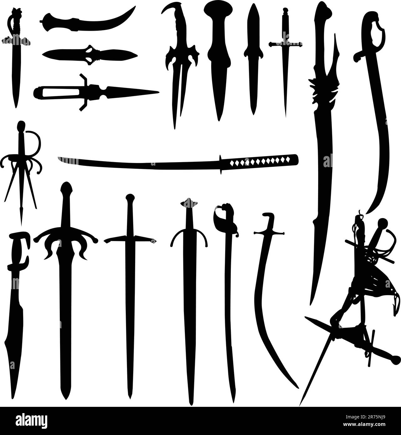 swords and knifes silhouettes - vector Stock Vector Image & Art - Alamy