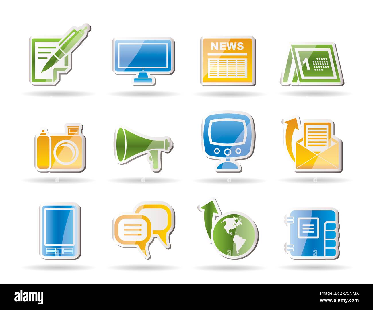 Communication channels and Social Media icons - vector icon set Stock ...