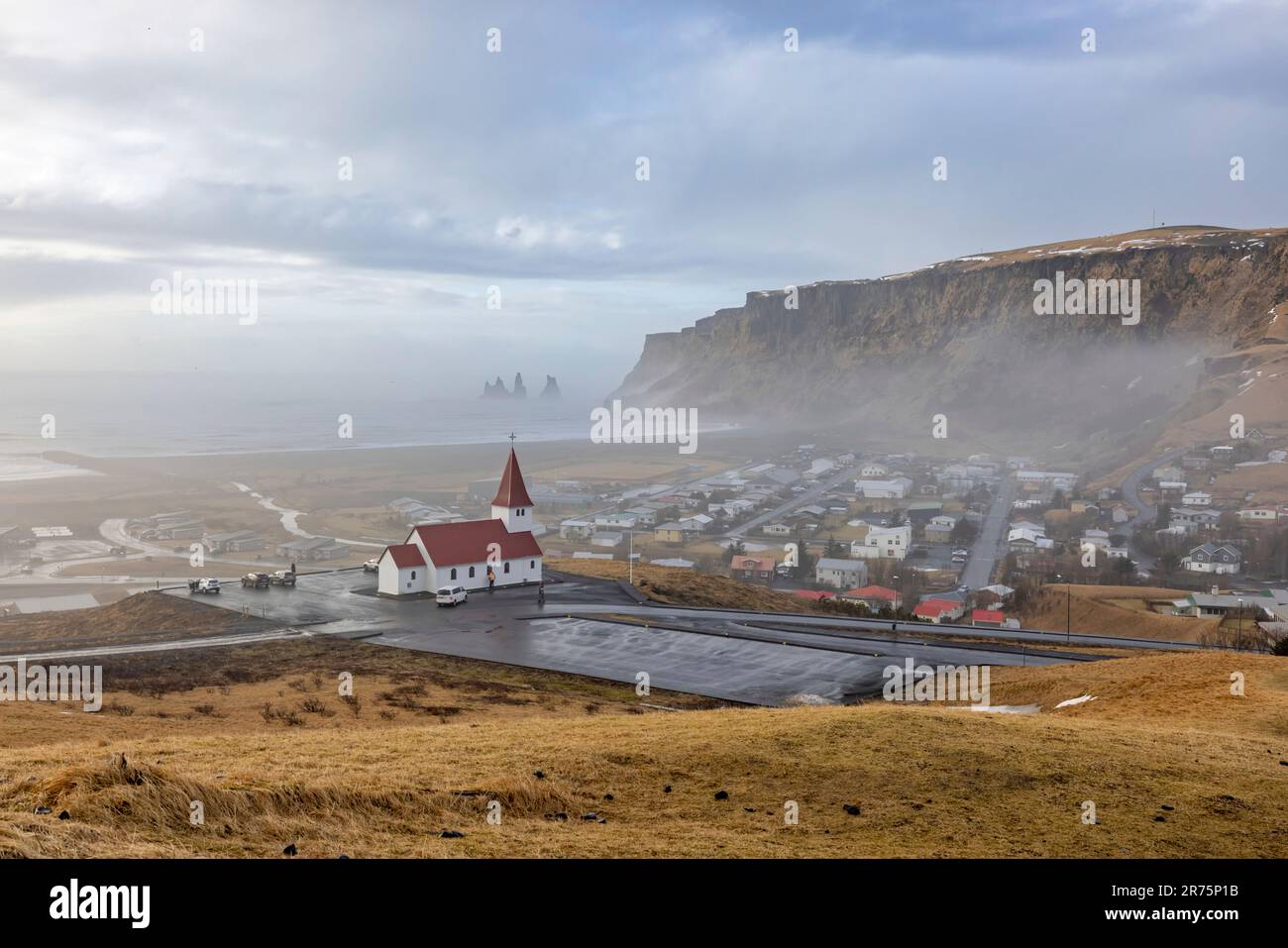 View of Via i Myrdal town and coast in South Iceland Stock Photo - Alamy