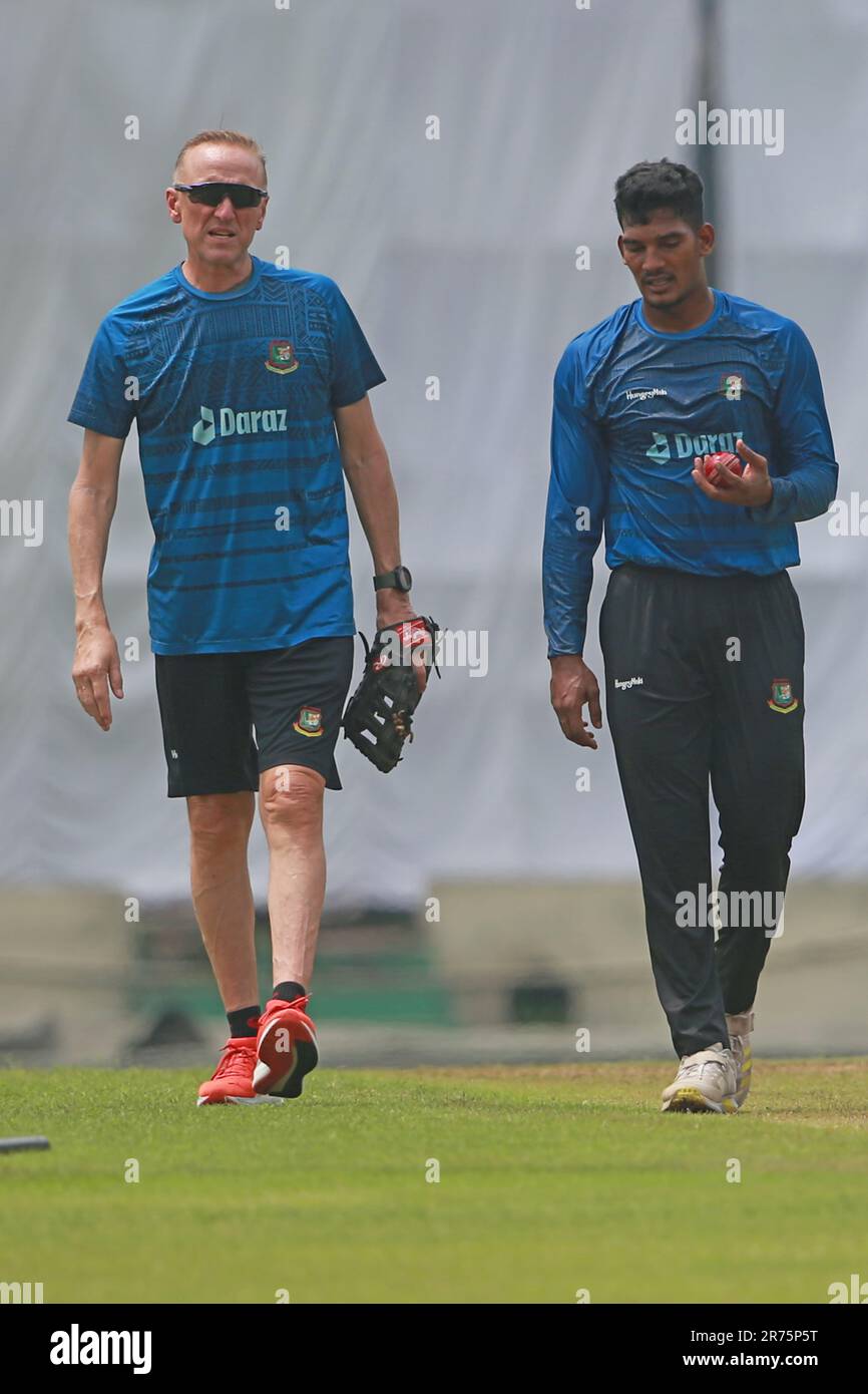 Bangladeshi cricketers attend practice session at the Sher-e-Bangla ...