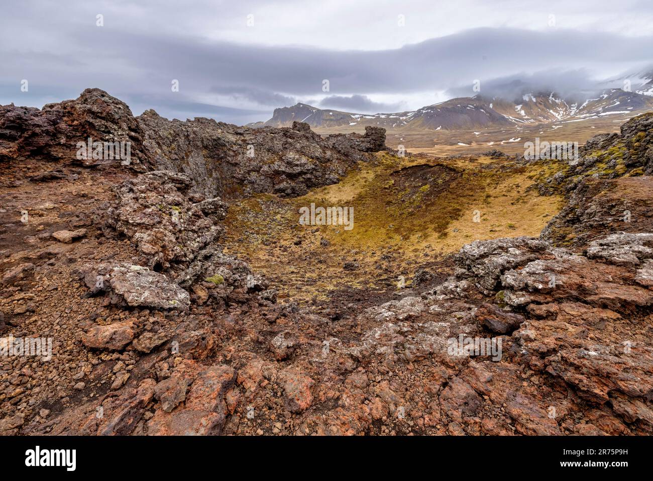 Saxholl crater on the Snaefellsnes peninsula in Iceland Stock Photo - Alamy