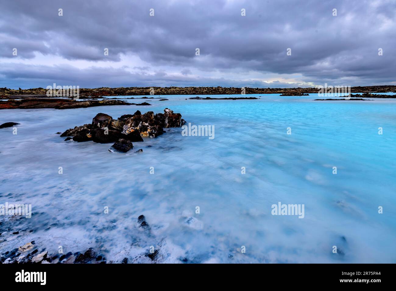 The outdoor area of the blue lagoon on the Reykjanes peninsula in ...