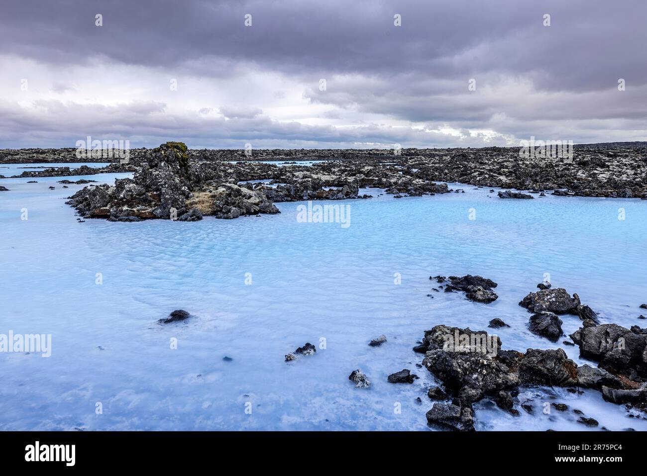 The outdoor area of the blue lagoon on the Reykjanes peninsula in ...