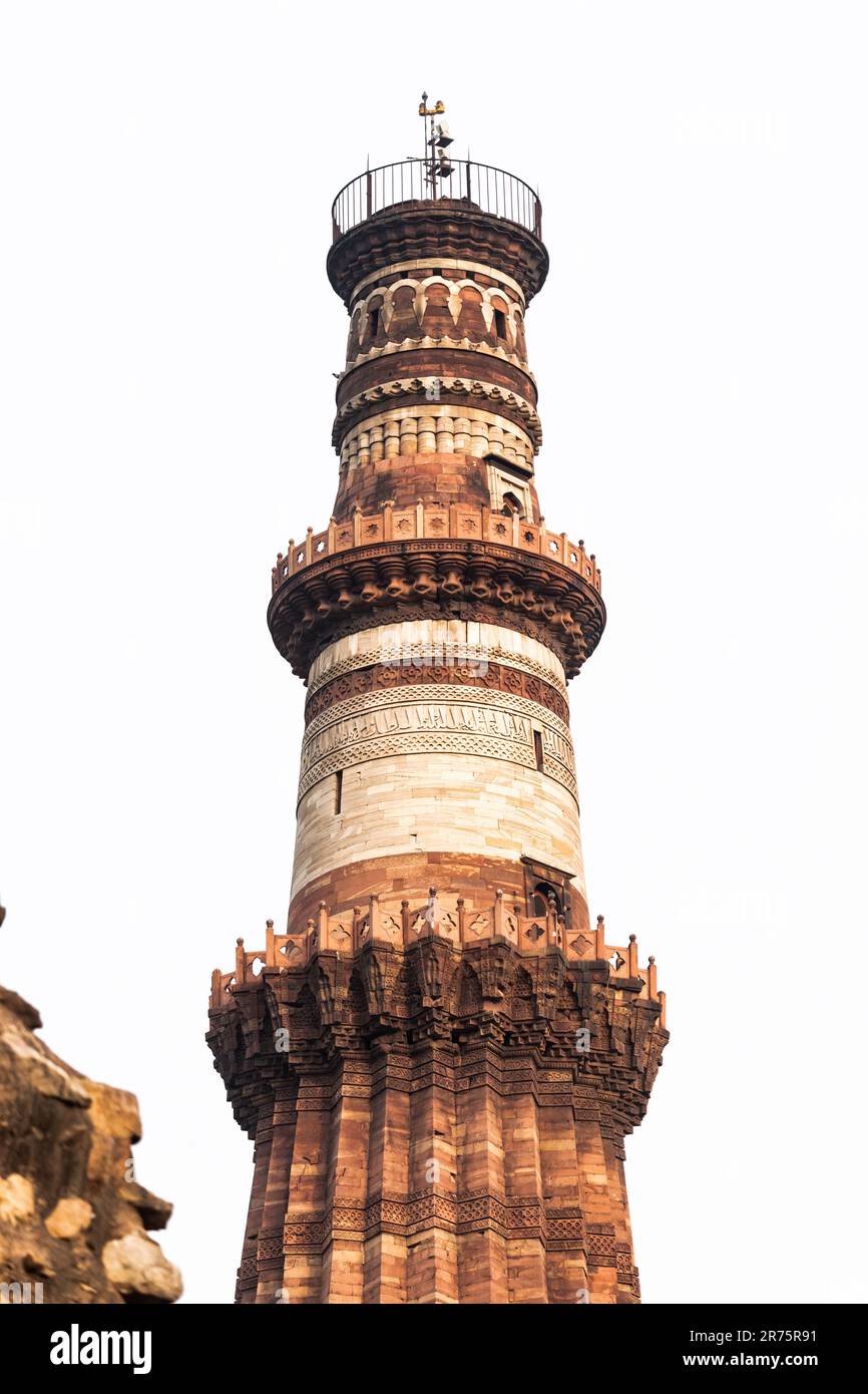The magnificent tower of the Qutb Minar complex. Delhi, India Stock ...