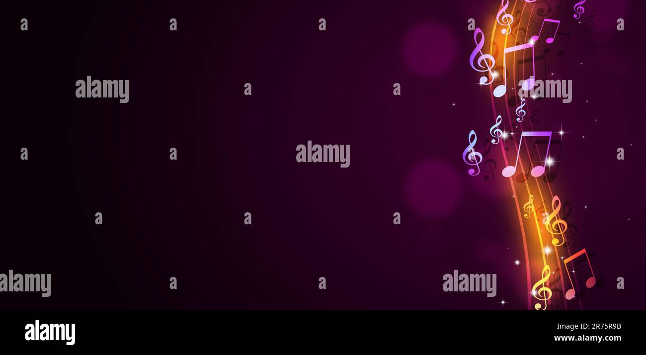 bright colorful multicolor music notes banner for party posters and ...