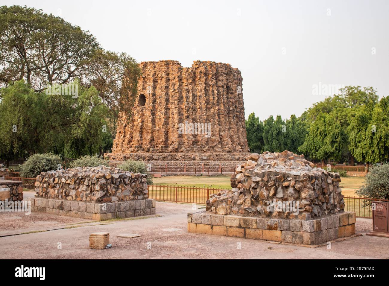 The monuments of the Qutb Minar complex, Alai Minar. Delhi, India Stock ...