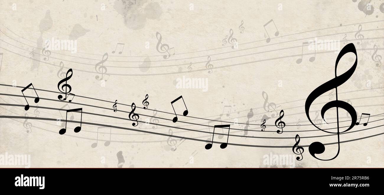 classical music poster with music notes on old paper background for ...