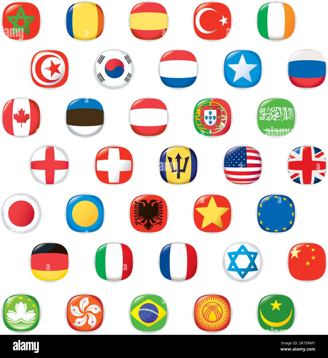 Set of world flags. Vector button Stock Vector Image & Art - Alamy
