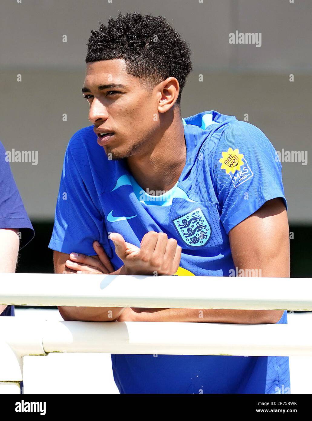 England's Jude Bellingham watches the training session at St. George's ...