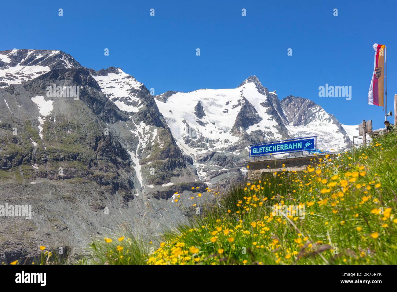 Großglockner mountain railroad, glacier railroad, Großglockner and snow ...
