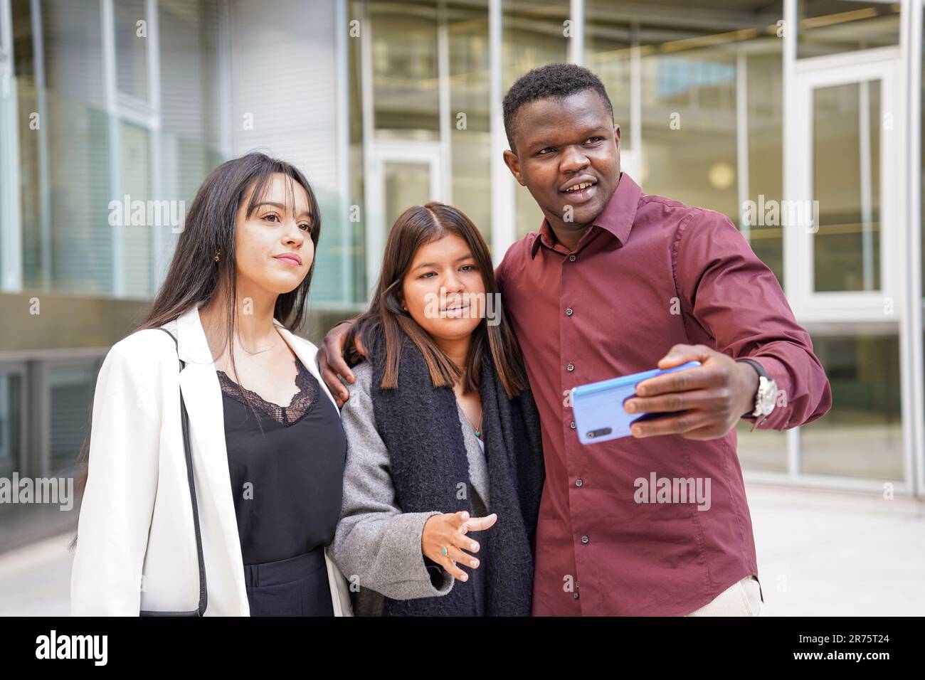 teamwork of women latin and a man black colleagues business people ...