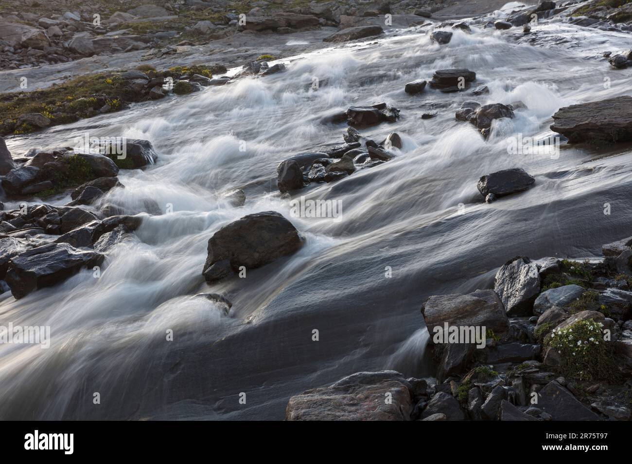 Waterfall in waterfall angle, Gamsgrubenweg, long exposure Stock Photo ...