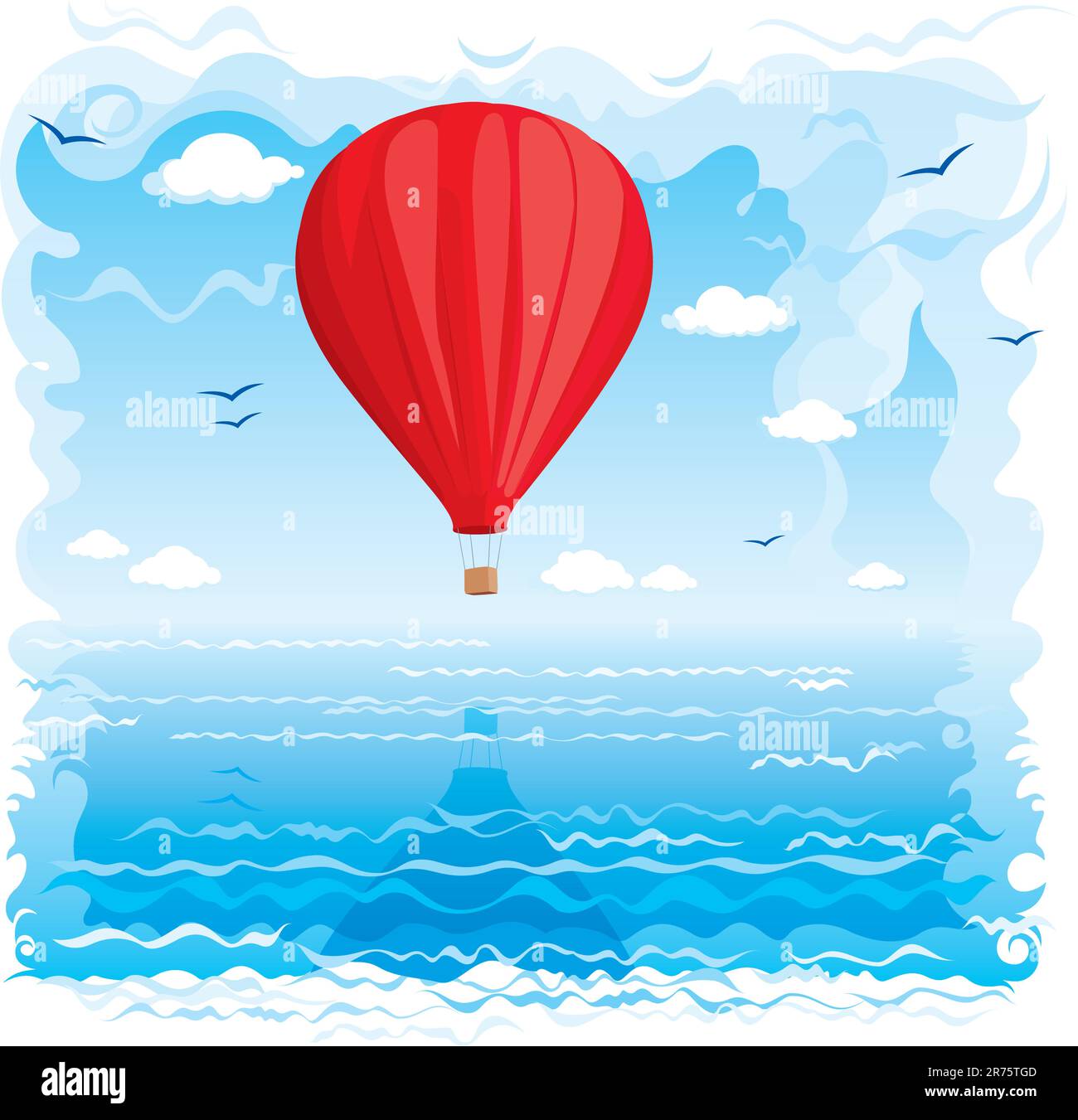 Red balloon flying under the sea Stock Vector Image & Art - Alamy
