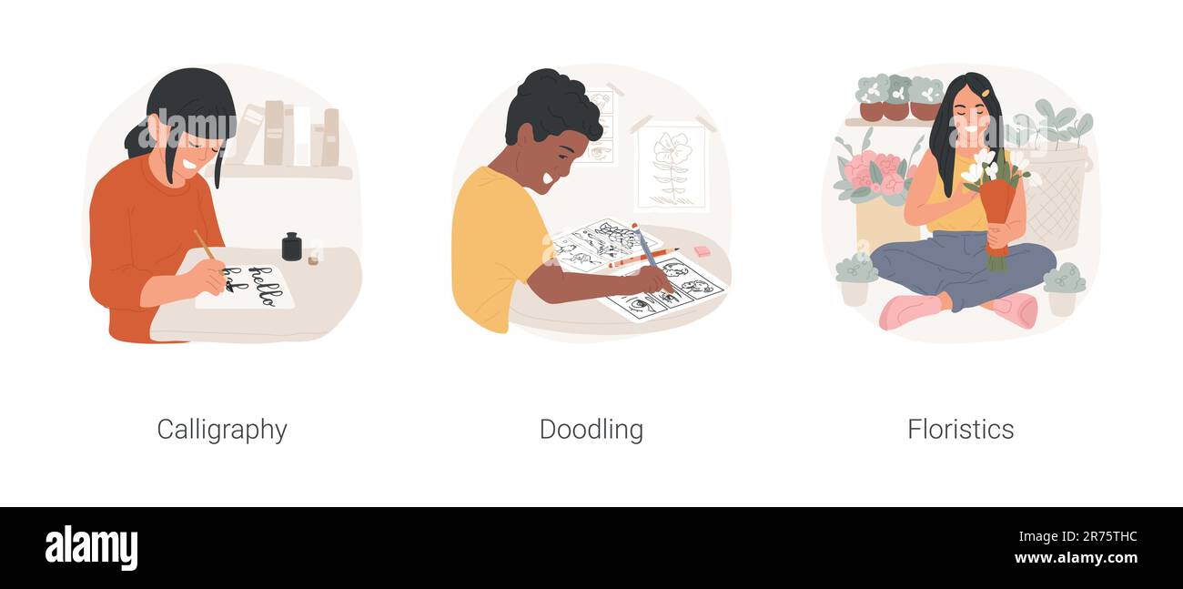 Girl arranging flower Stock Vector Images - Alamy