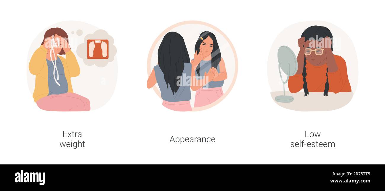 Teenage complexes isolated cartoon vector illustration set. Teenage ...