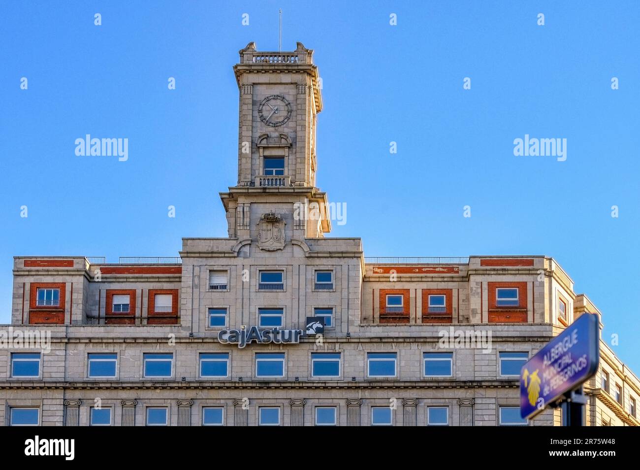Oviedo, Asturias, Spain - February 12, 2023: Low-angle of the Cajastur ...