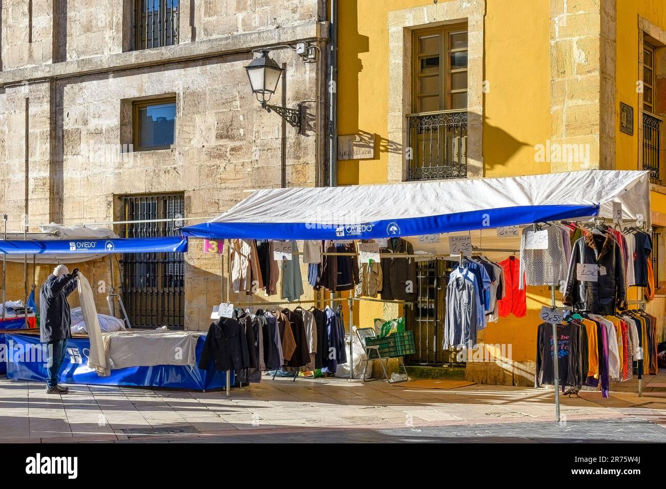 Oviedo, Asturias, Spain - February 12, 2023: A retail canopy stand ...