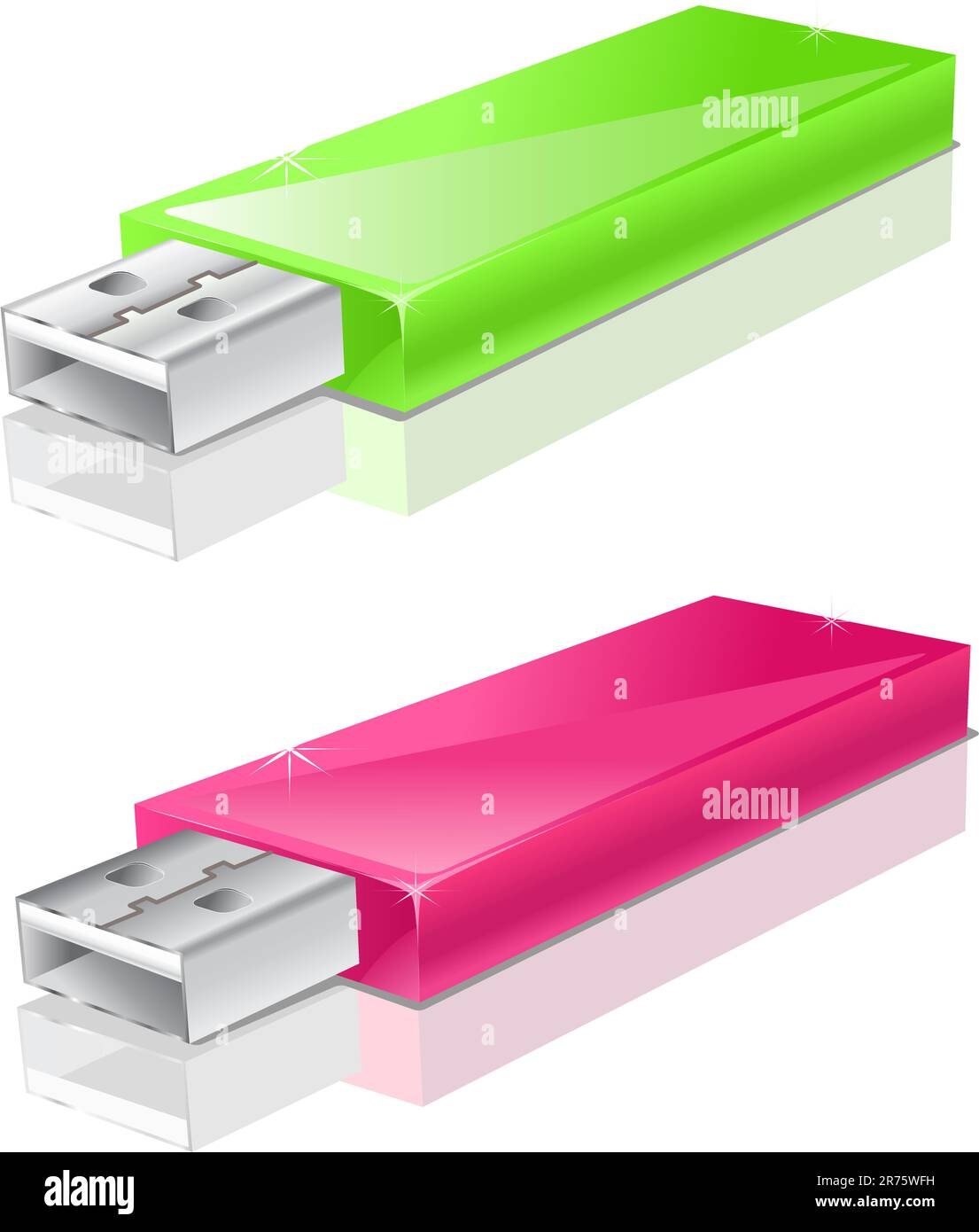 green and pink usb flash drive isolated on white background Stock ...