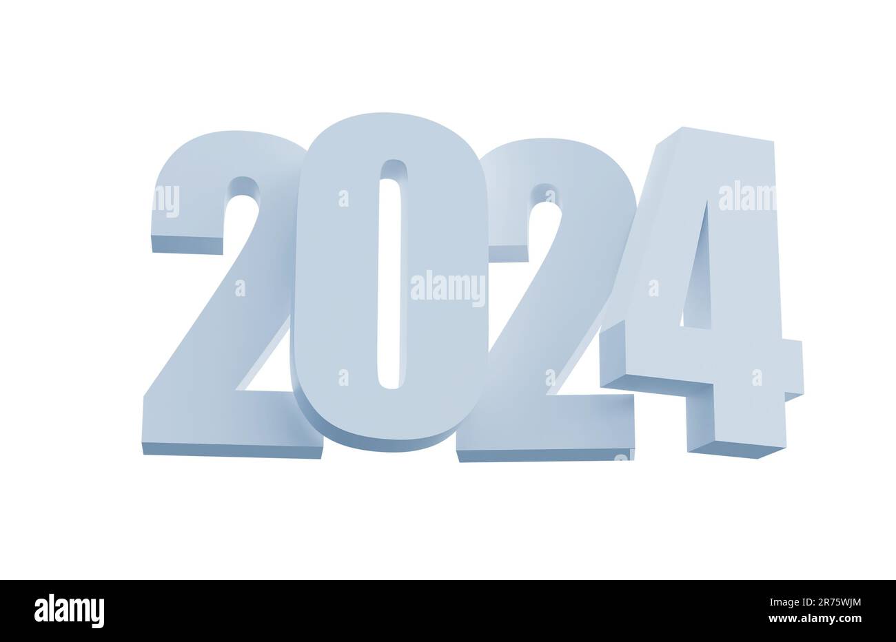Realistic 3D silver numbers 2024 isolated with clipping path. Happy New ...