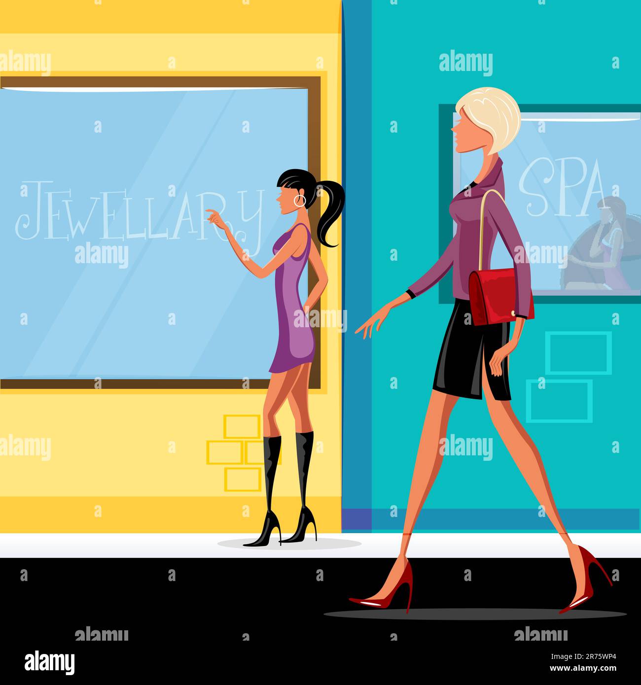 Lady walking down Stock Vector Images - Alamy