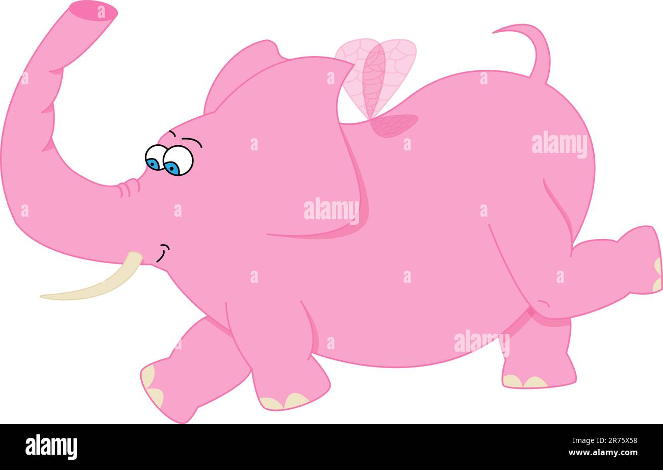 Vector picture with pink flying elephant Stock Vector Image & Art - Alamy