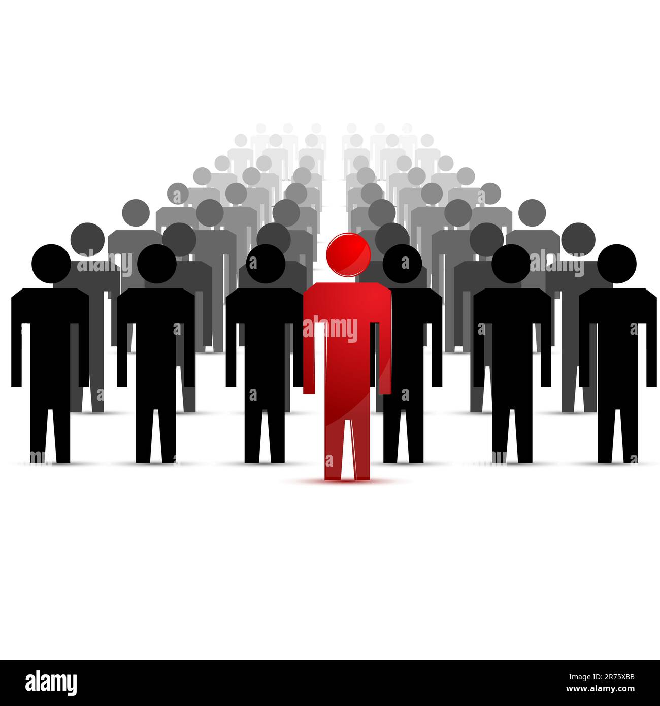 illustration of people following leader on white background Stock ...
