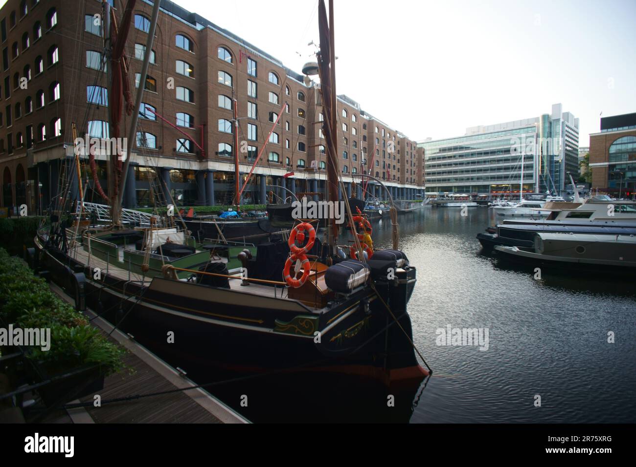 Thames river and St.Katharine Docks - london Stock Photo - Alamy