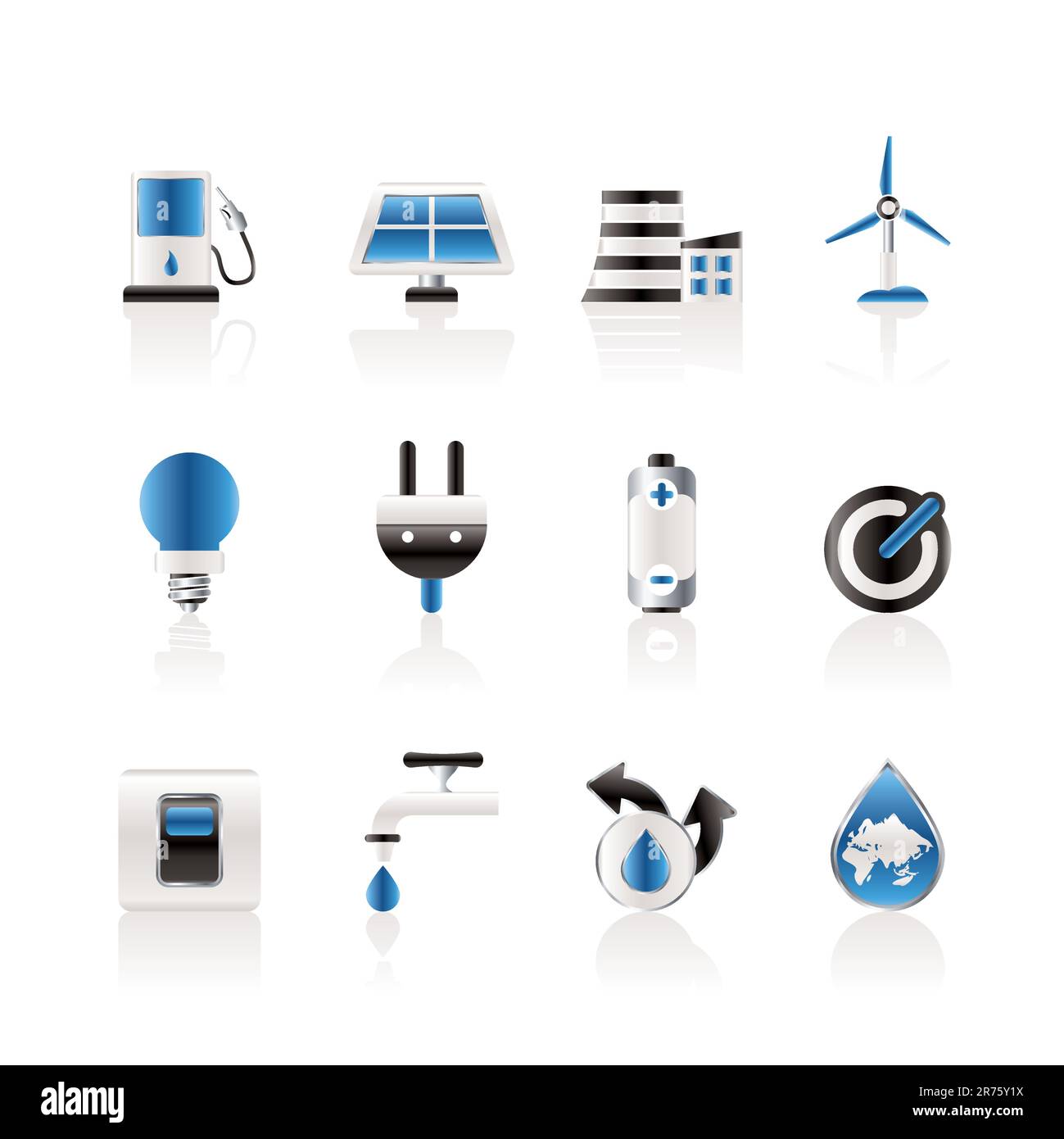 Ecology, power and energy icons - vector icon set Stock Vector Image ...