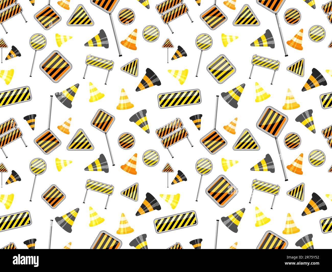 seamless pattern of road sign on white backdrop Stock Vector Image ...