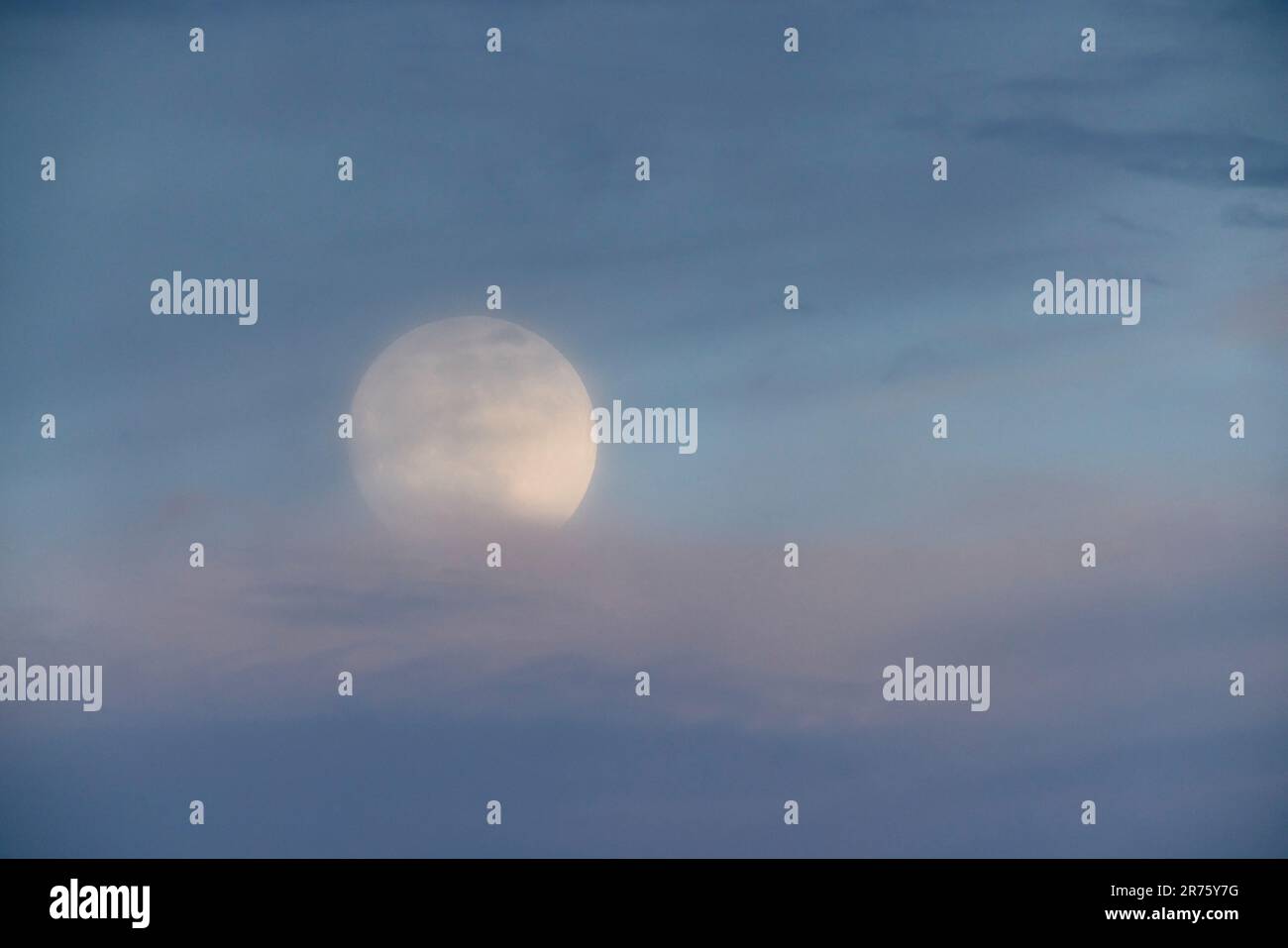 Moon, full moon, evening sky, clouds Stock Photo - Alamy