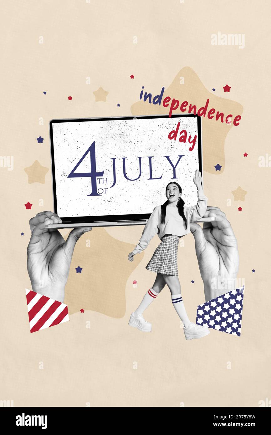 Vertical creative photo collage of friendly schoolgirl go to ...