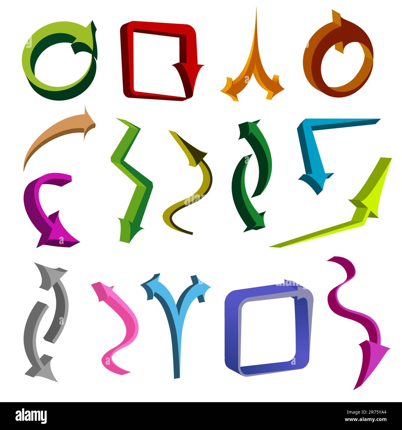 illustration of different shapes of arrows on white background Stock ...
