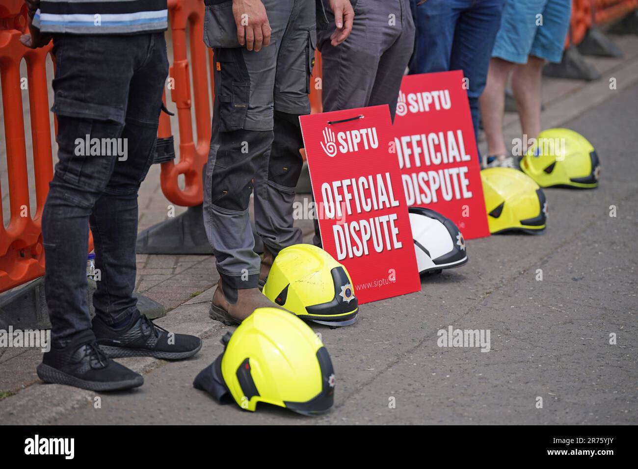 Firefighters on strike outside Ardee Fire Station in Louth. Up to half ...