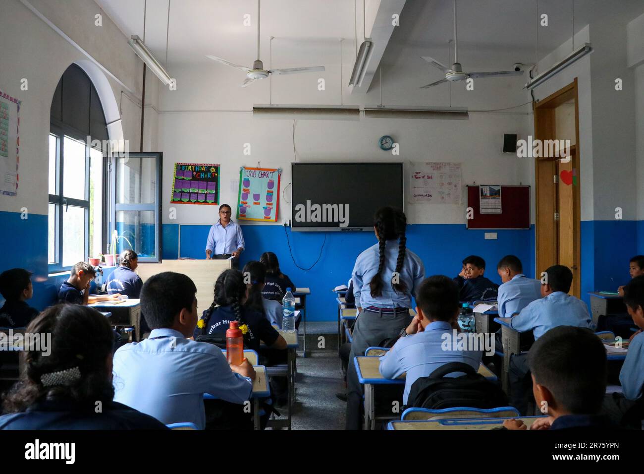 Kathmandu, Nepal. 13th June, 2023. On June 13, 2023, in Kathmandu, Nepal. School students attend ...