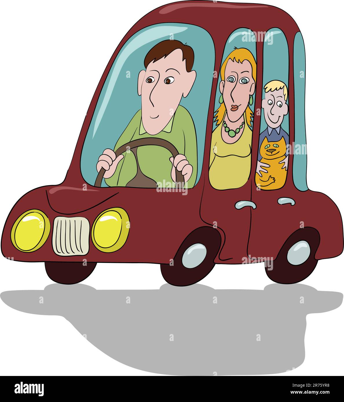 Family in car Stock Vector Image & Art - Alamy