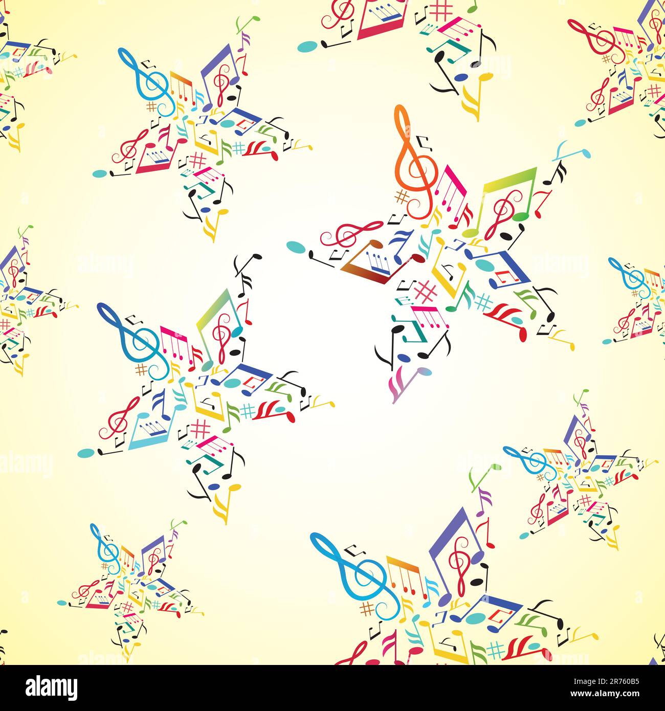 Music seamless background with note inside star. Vector illustration ...