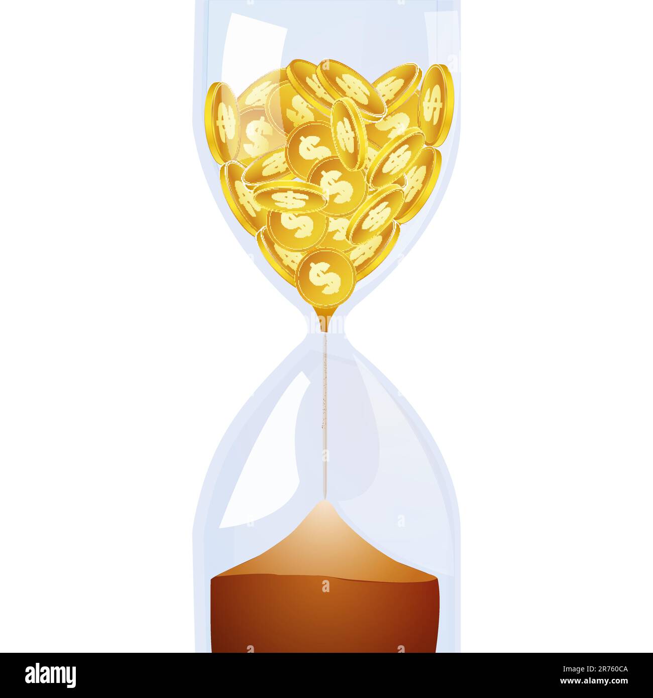 illustration of hour watch with dollar coins on white background Stock ...