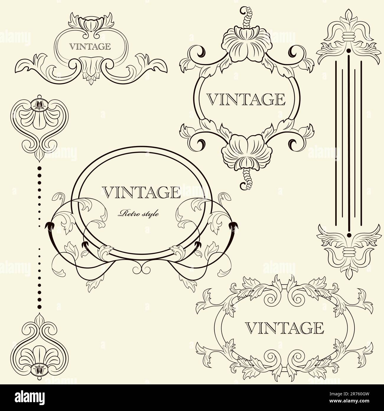 Vector vintage frame set Stock Vector Image & Art - Alamy