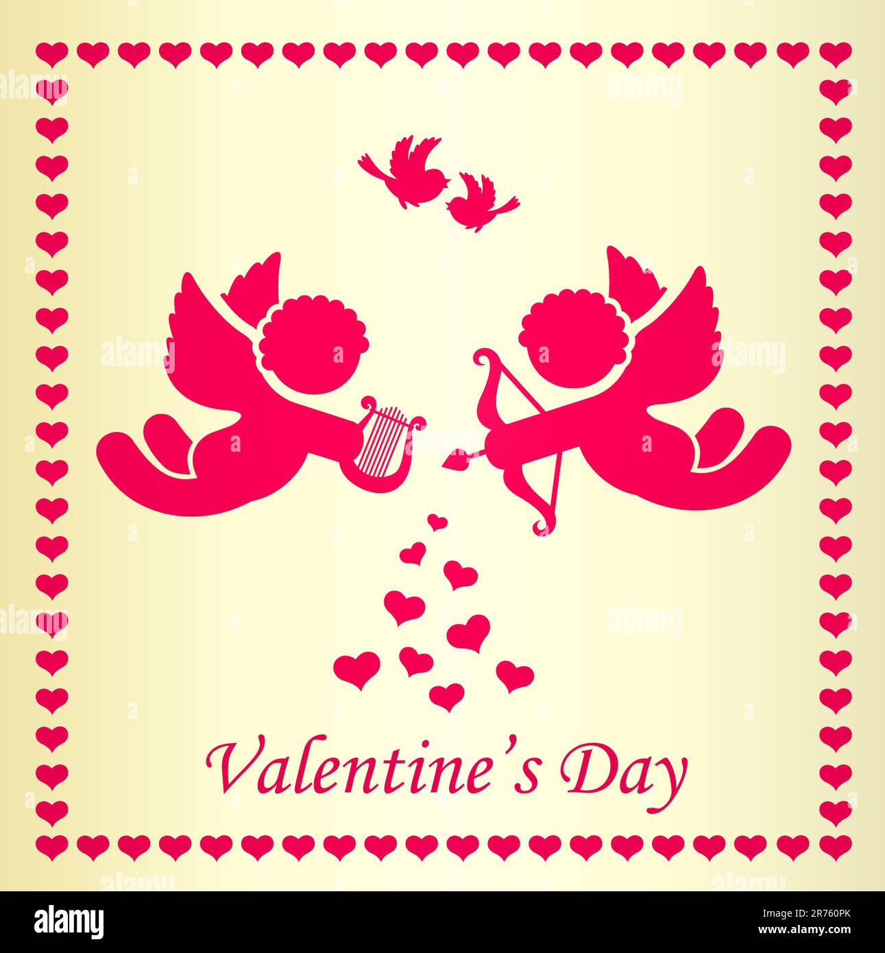 frame with cupid and heart vector illustration Stock Vector Image & Art ...