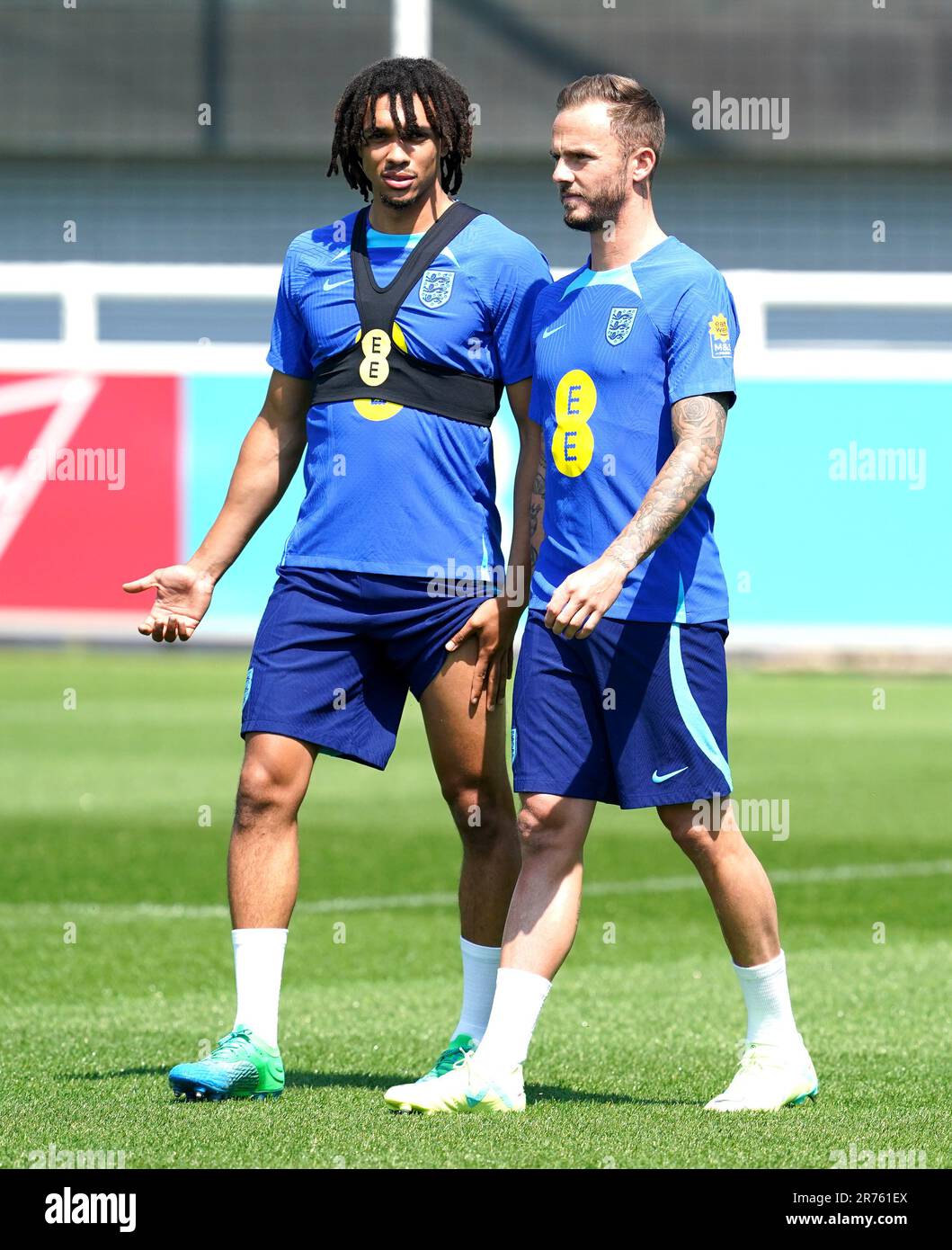 England's Trent Alexander-Arnold (left) and James Maddison during a ...