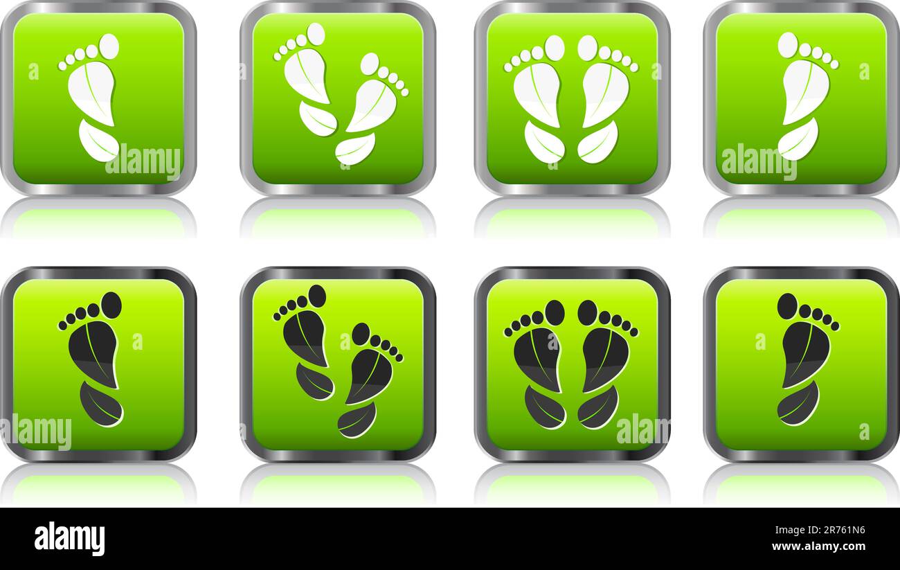 foot print in form of leaf icon set isolated on white background Stock ...