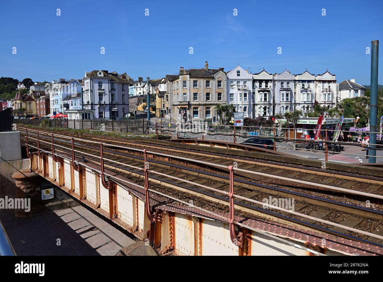 View into Dawlish from the new footbridge (2023) along the seawall at ...