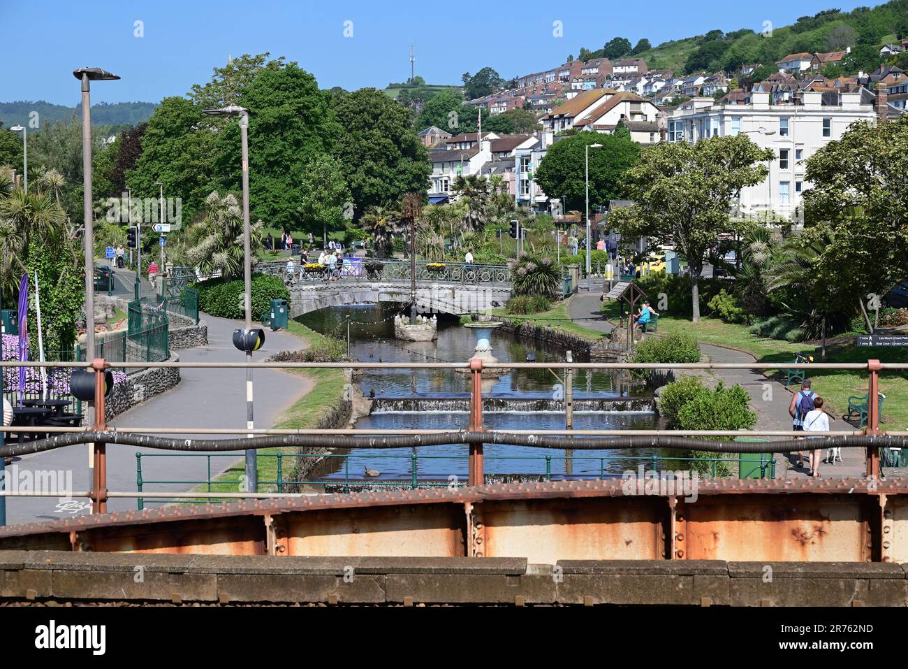View into Dawlish from the new footbridge (2023) along the seawall at ...