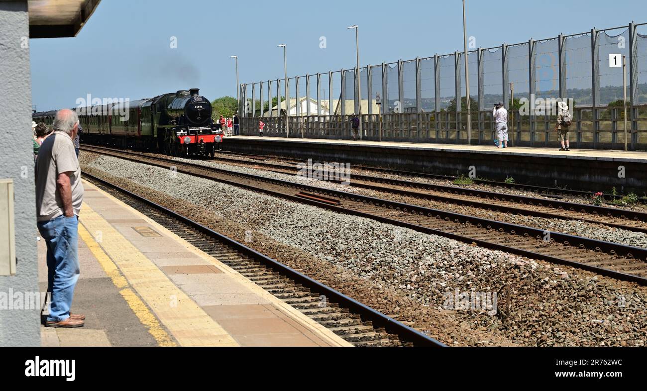 LMS Jubilee Class No 45596 Bahamas passing through Dawlish Warren ...